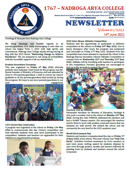 NEWSLETTER Volume 02/2022 - Nadroga Arya College